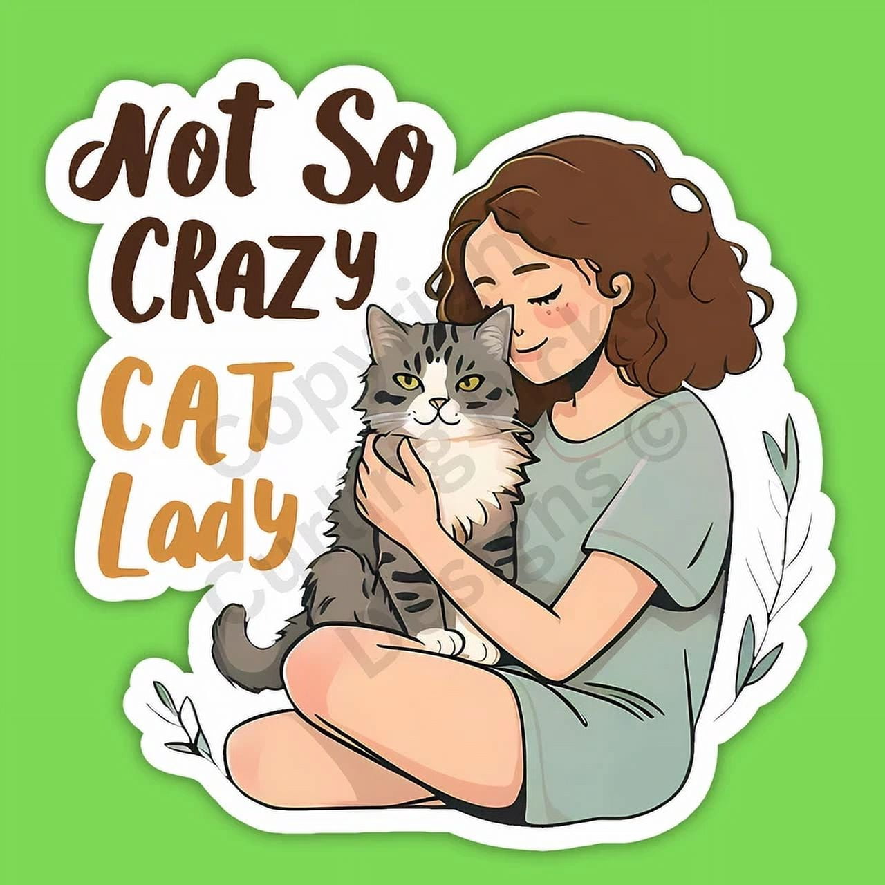 Not So Crazy Cat Lady Cute Sticker Phone Decal Water Bottle Stickers ...