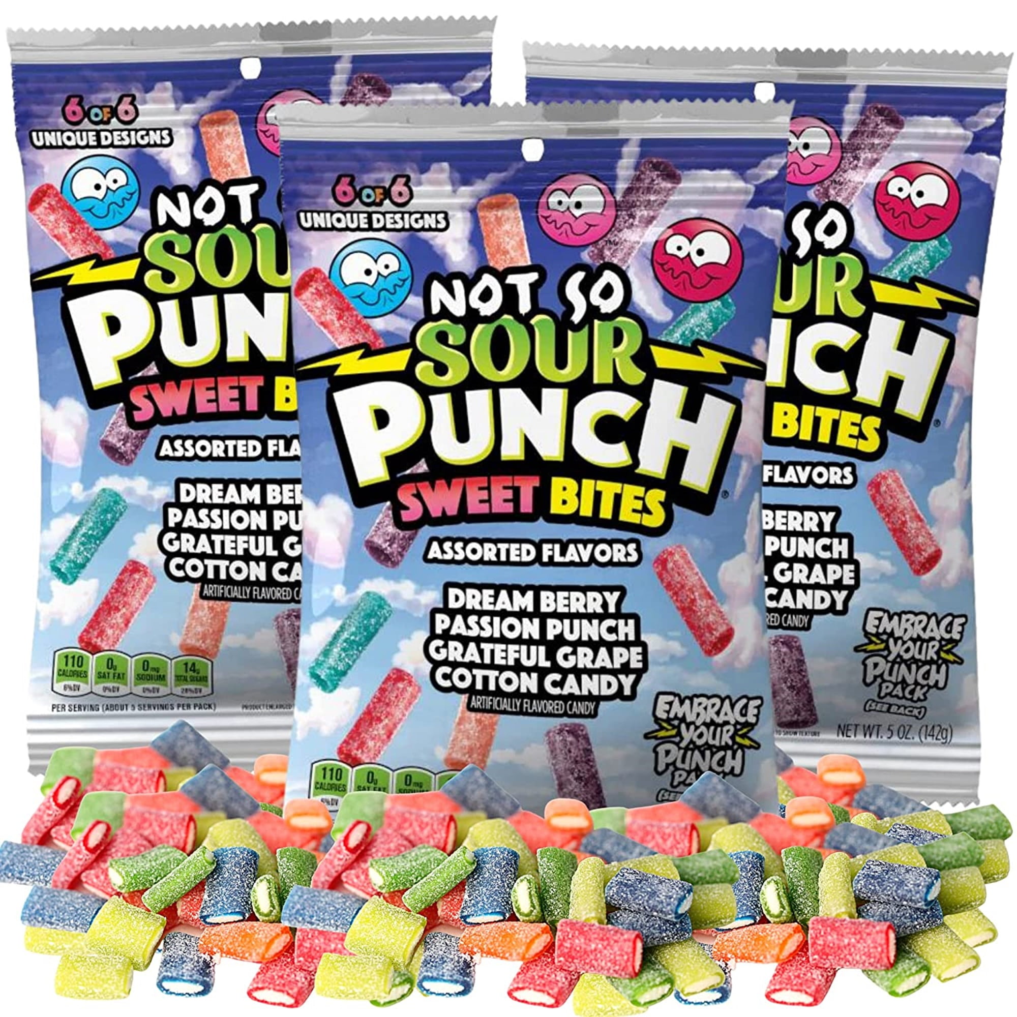 Not So Sour Punch Sweet Bites, Chewy Summer Candy, Pack of 3, 5 Ounces ...