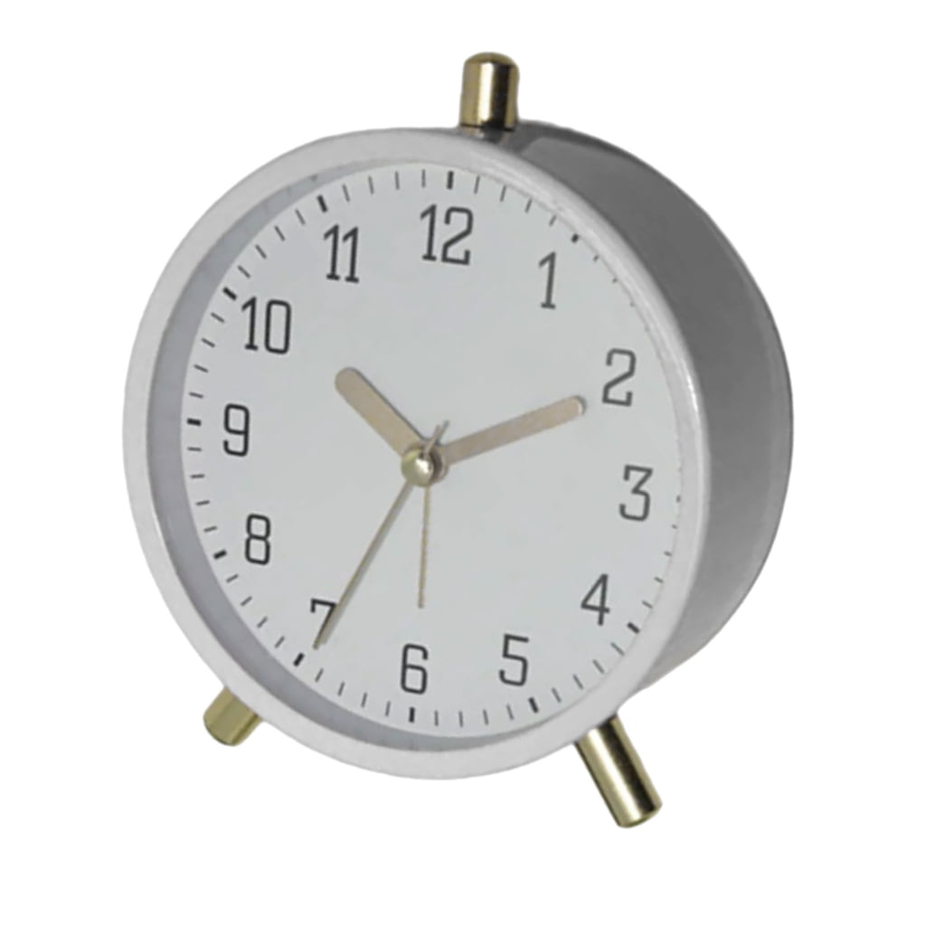 Not Ticking Quiet Round Metal Alarm Clock with Nightlight Function for ...