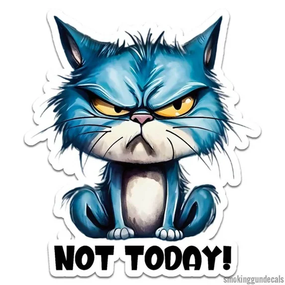 Not Today Cat Sticker Indoor Outdoor Phone Decal Water Bottle Stickers ...