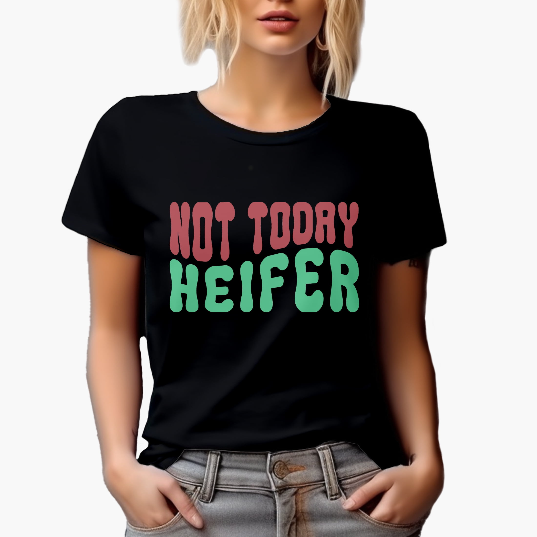 Not Today Heifer, Saying No Themed, Groovy Retro Wavy Text Merch Gift ...