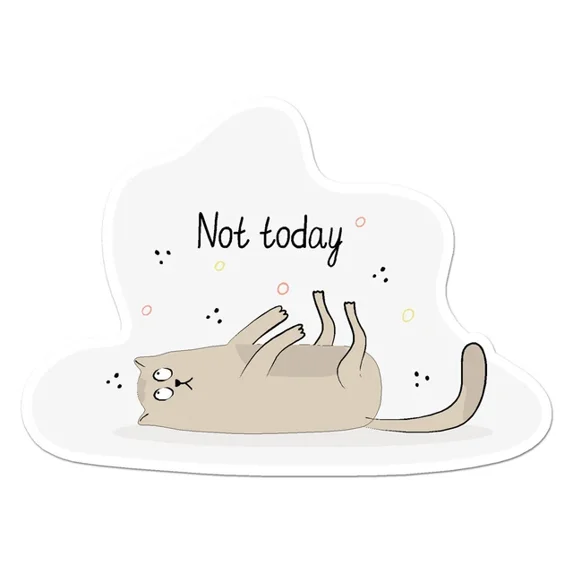 Not Today Lazy Cat Sticker Phone Decal Water Bottle Stickers Car Decals ...