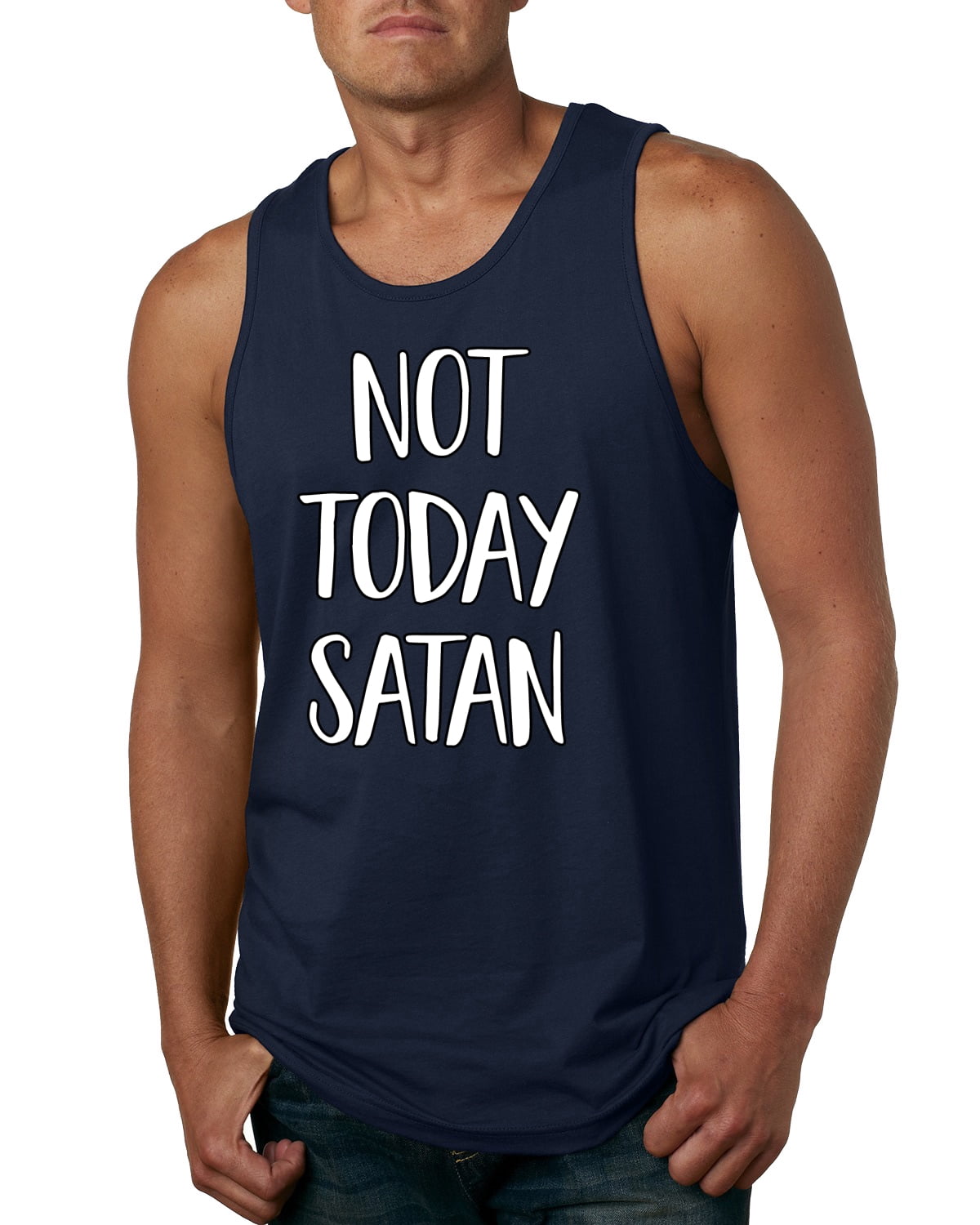 Not Today Satan Funny Witty Inspirational/Christian Mens Graphic Tank ...