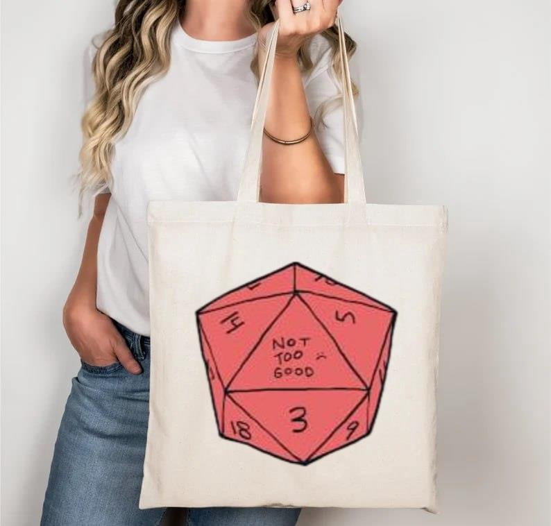 Not Too Good D20 Tote Bag Critical Fail Meme for Dungeons and Dragons ...