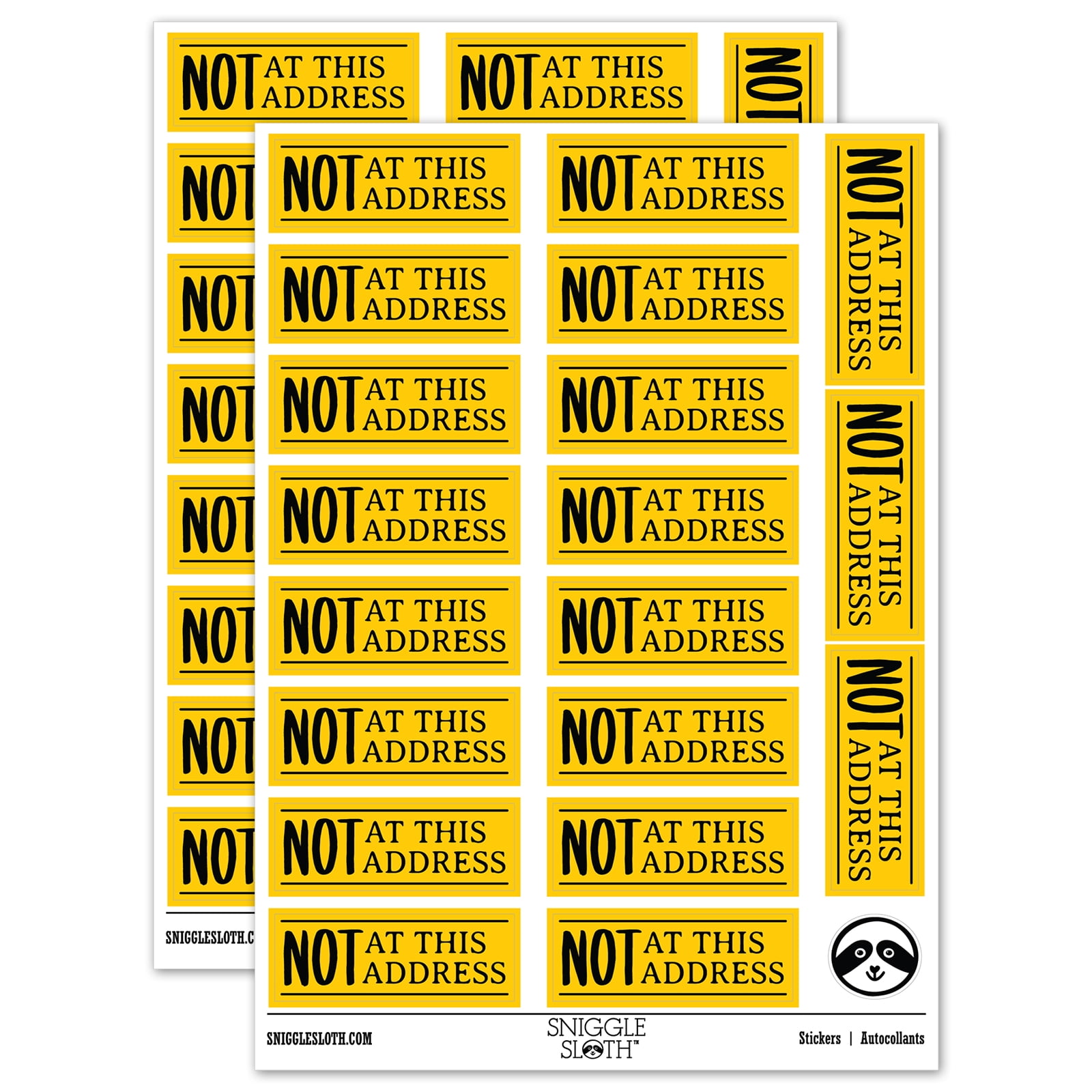 Not at This Address Letter Mail Sticker Set - Yellow - Gloss Finish - 2 ...