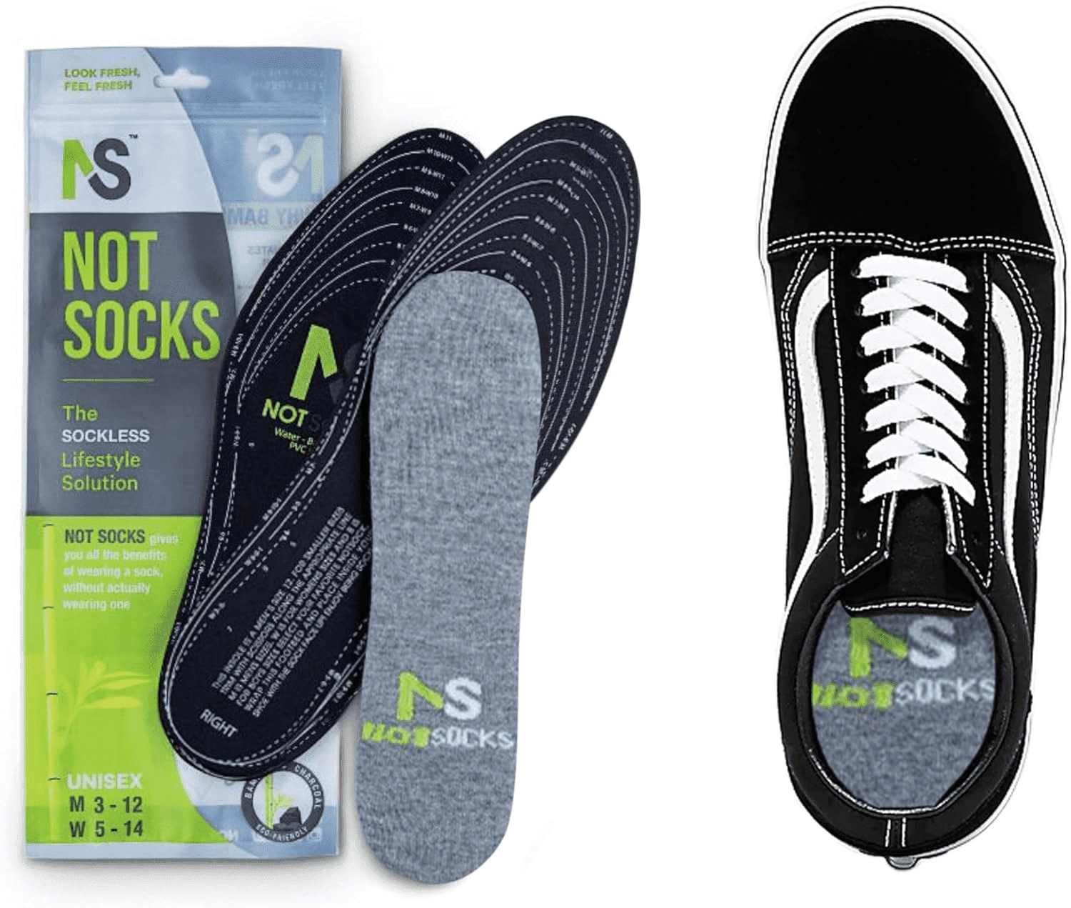 NotSocks Sockless Insole Covers for Flats & Shoes - No Show Odor-Free ...