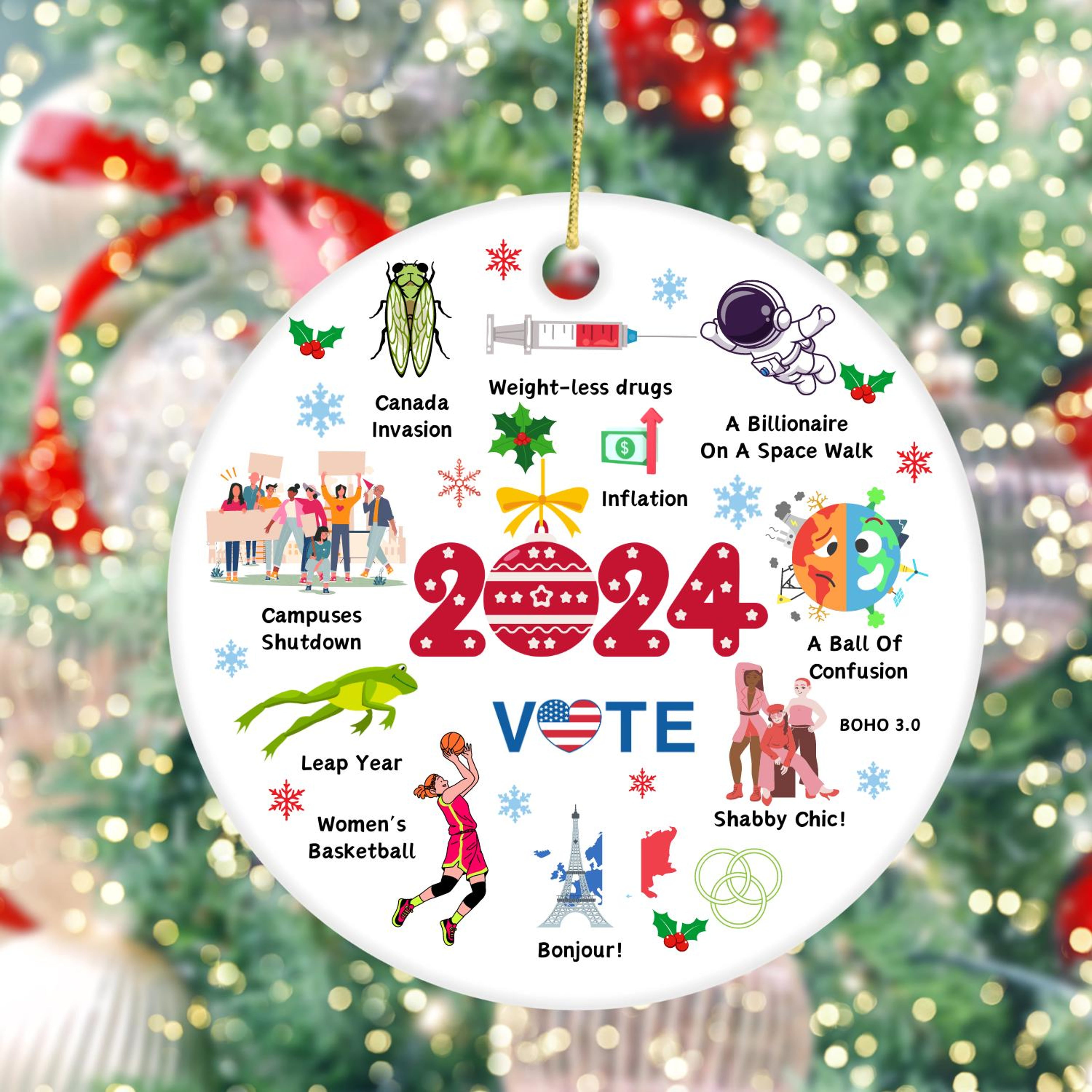 Notable Events 2024 Christmas Ornament, Funny Year in Review, Year to ...
