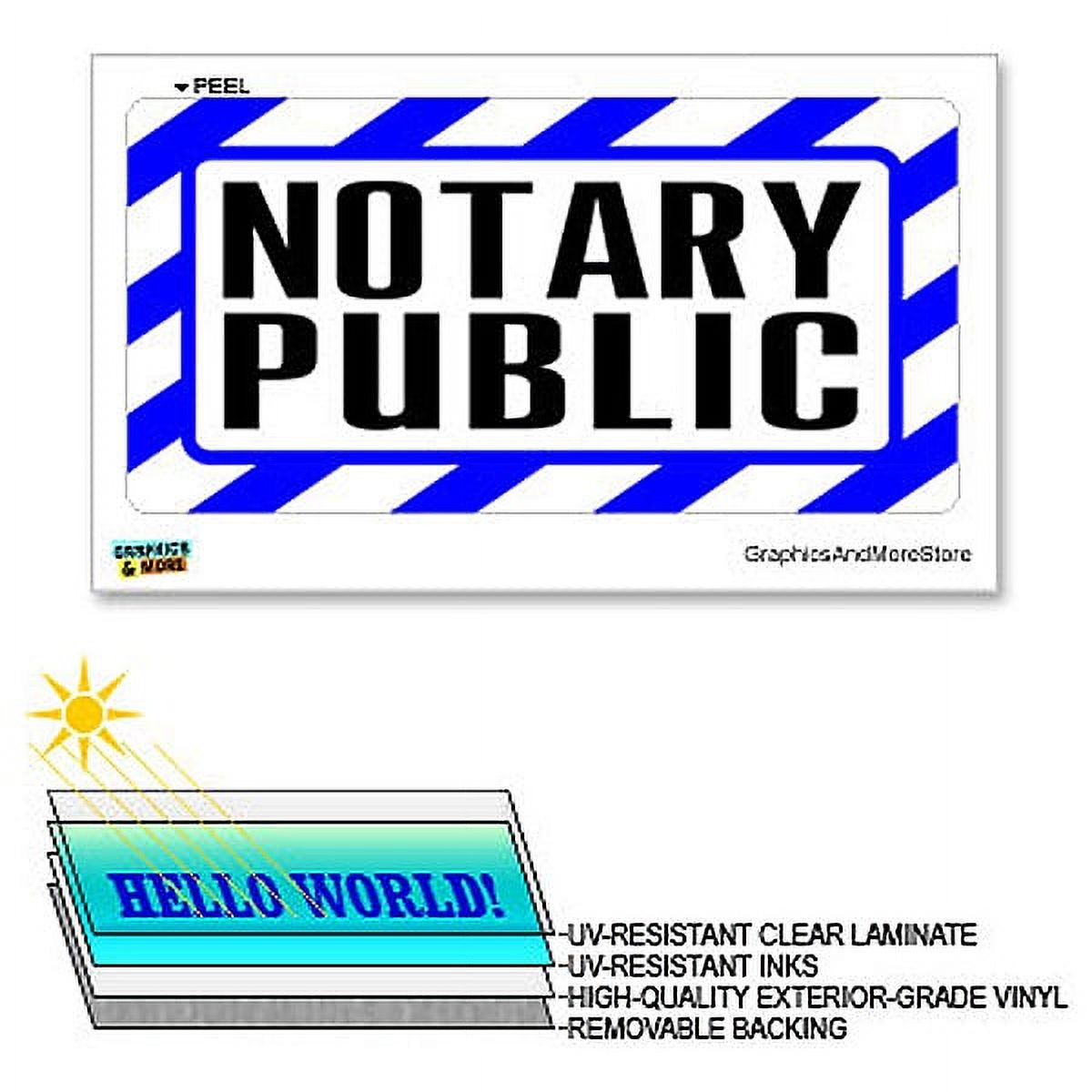 Notary Public Blue - 12 in x 6 in - Laminated Sign Business Sticker ...
