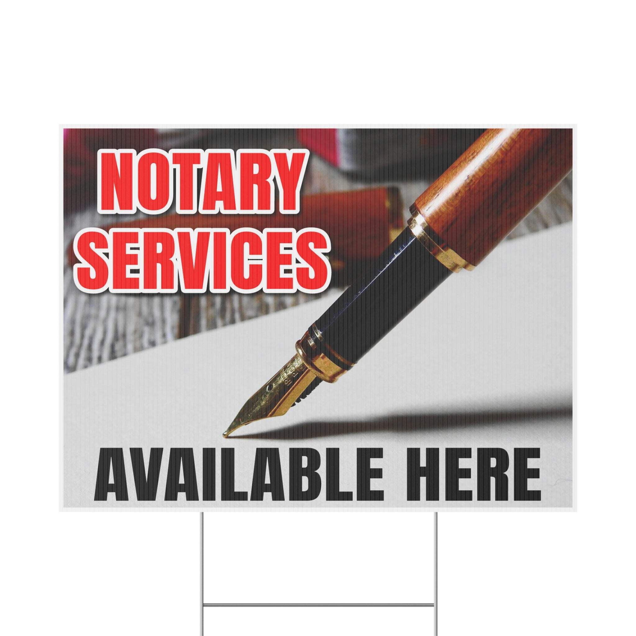 Notary Services, Notary Public Yard Sign, 18x12, 24x18, 36x24, Double ...