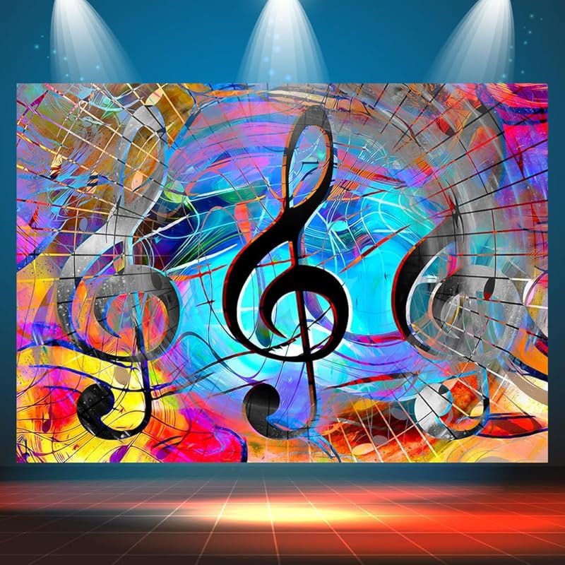 Notation Music Backdrop Colorful Abstract Music Themed Birthday Party ...