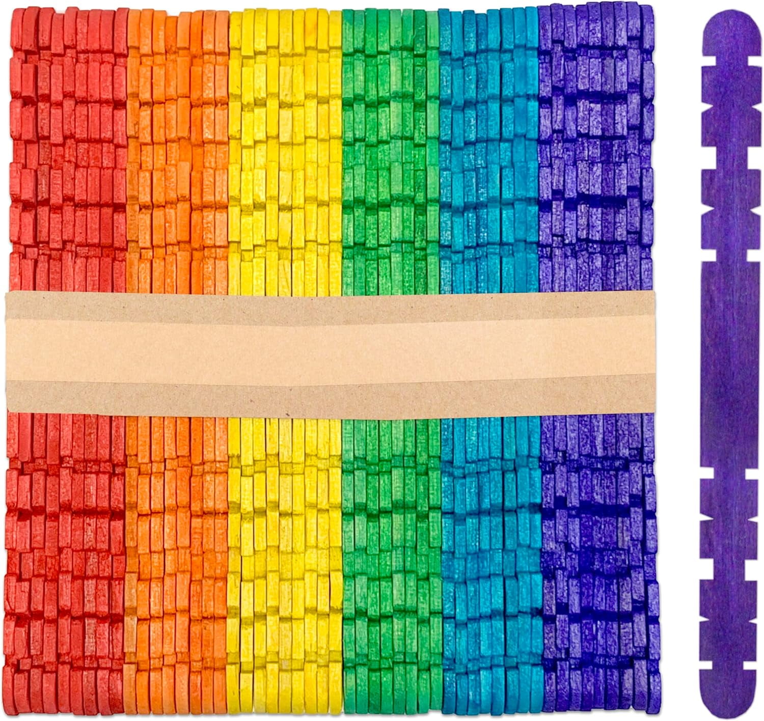 Notched Wood Craft Popsicle Sticks Mixed Colors for Schools, Crafts ...