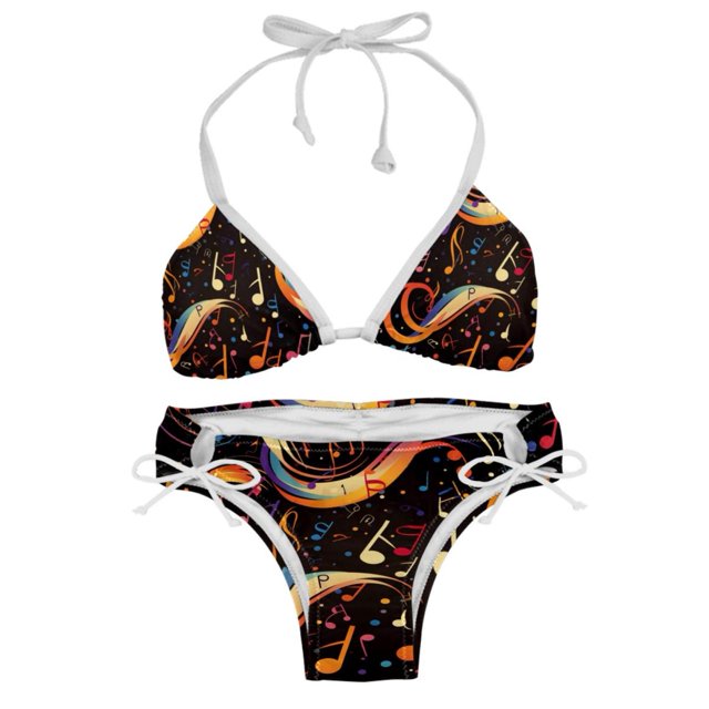 Note Adjustable Strap Bikini Set with Detachable Sponge, Two-Pack ...
