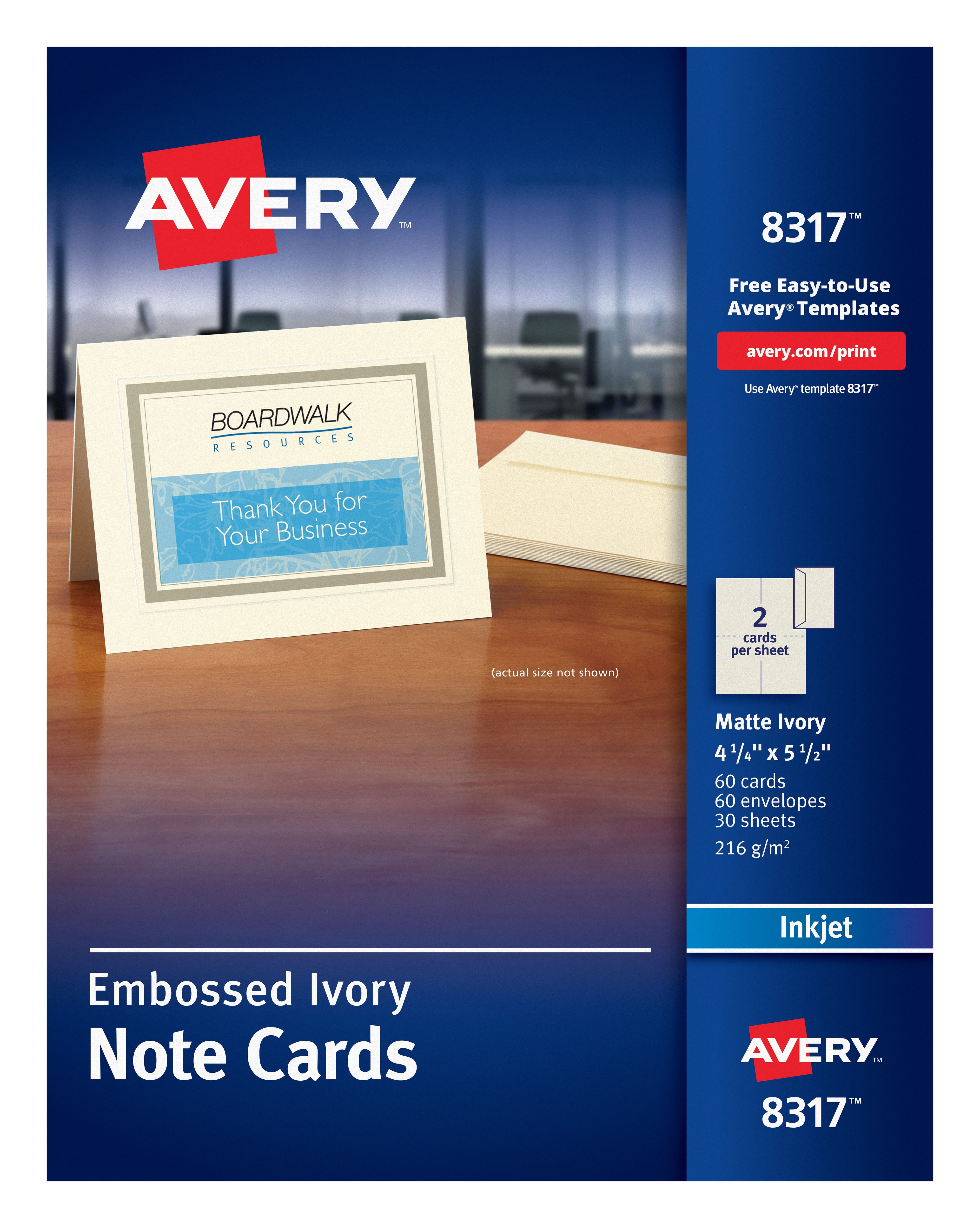 Note Cards With Matching Envelopes, Inkjet, 80 Lb, 4.25 X 5.5, Embossed ...