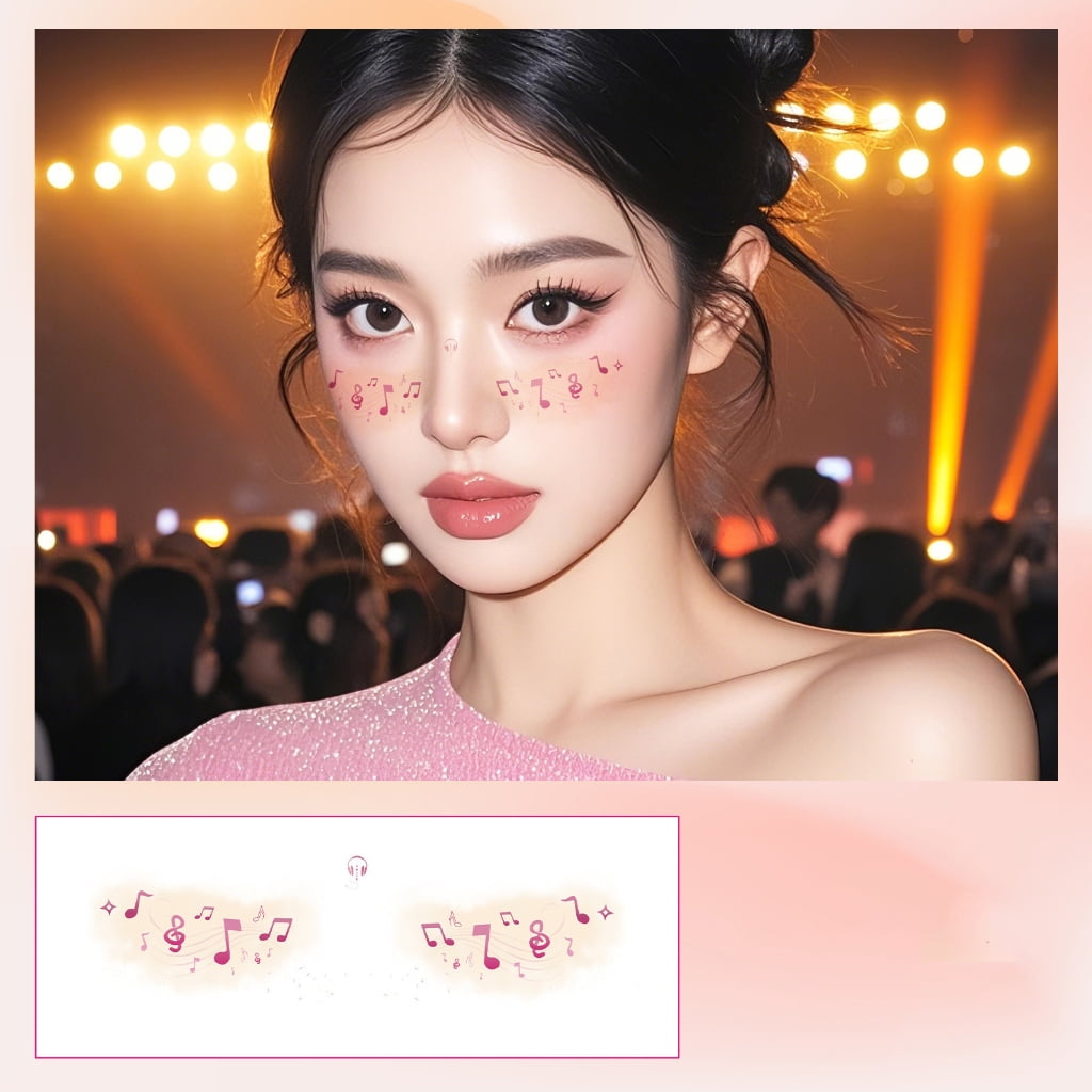 Note Fake Tattooed Stickers for Music Festival Makeup Face Temporary ...
