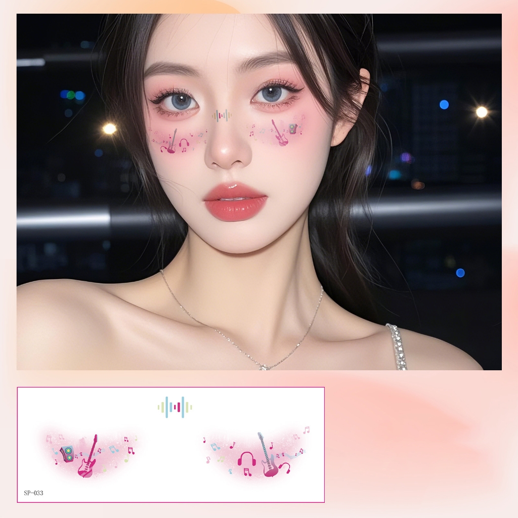 Note Fake Tattooed Stickers for Music Festival Makeup Face Temporary ...