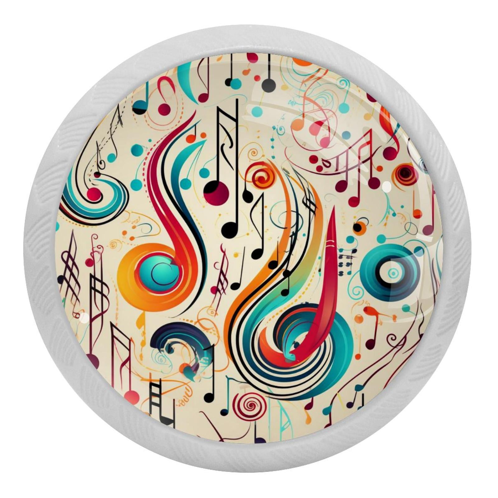 Note Fluorescent Drawer Pulls with Screws: Round 4-Pack Glow-in-the-Dark Knobs for Cabinets ...