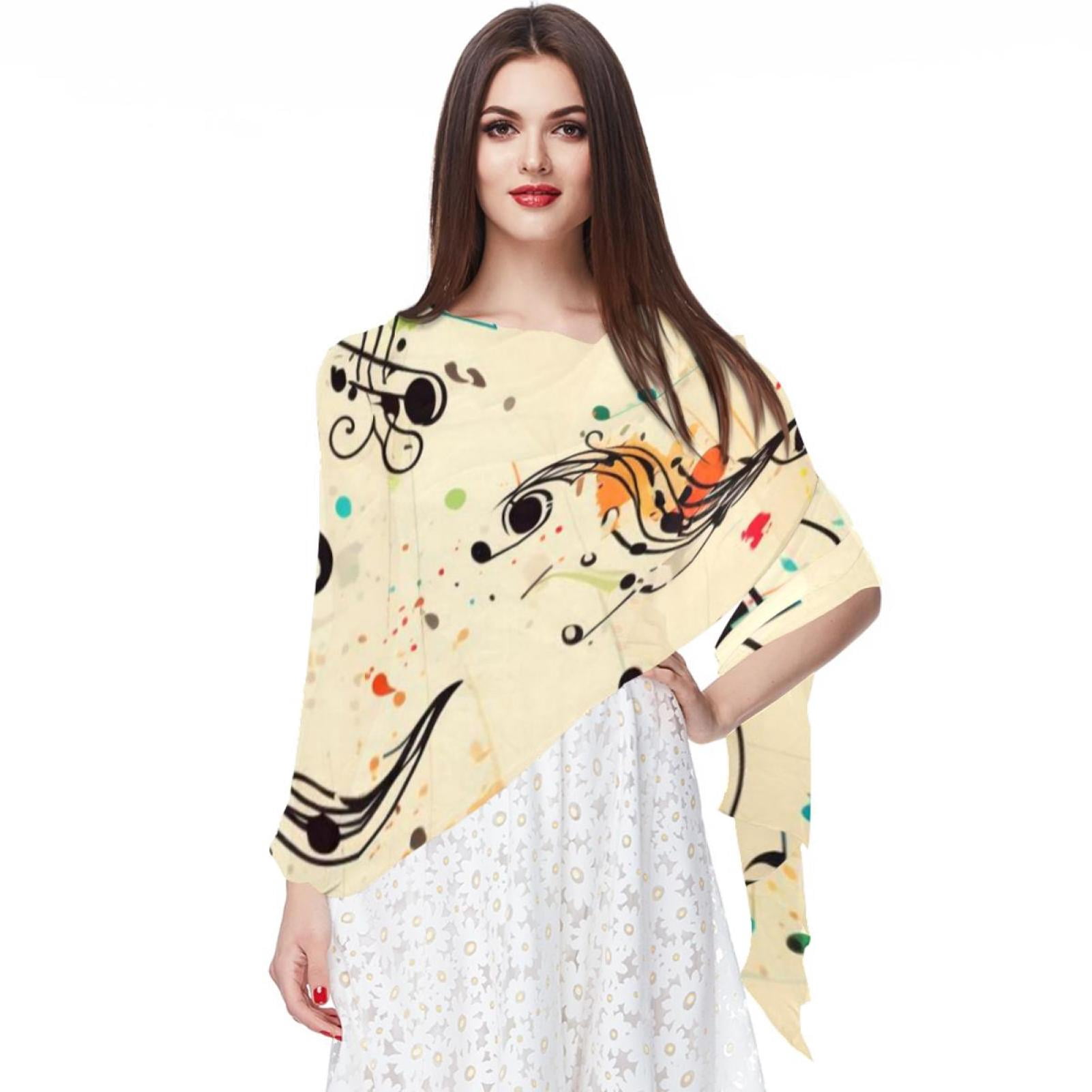 Note Light and Breathable Chiffon Yarn Silk scarf for Women, Translucent 180*73 Size - Elegant ...