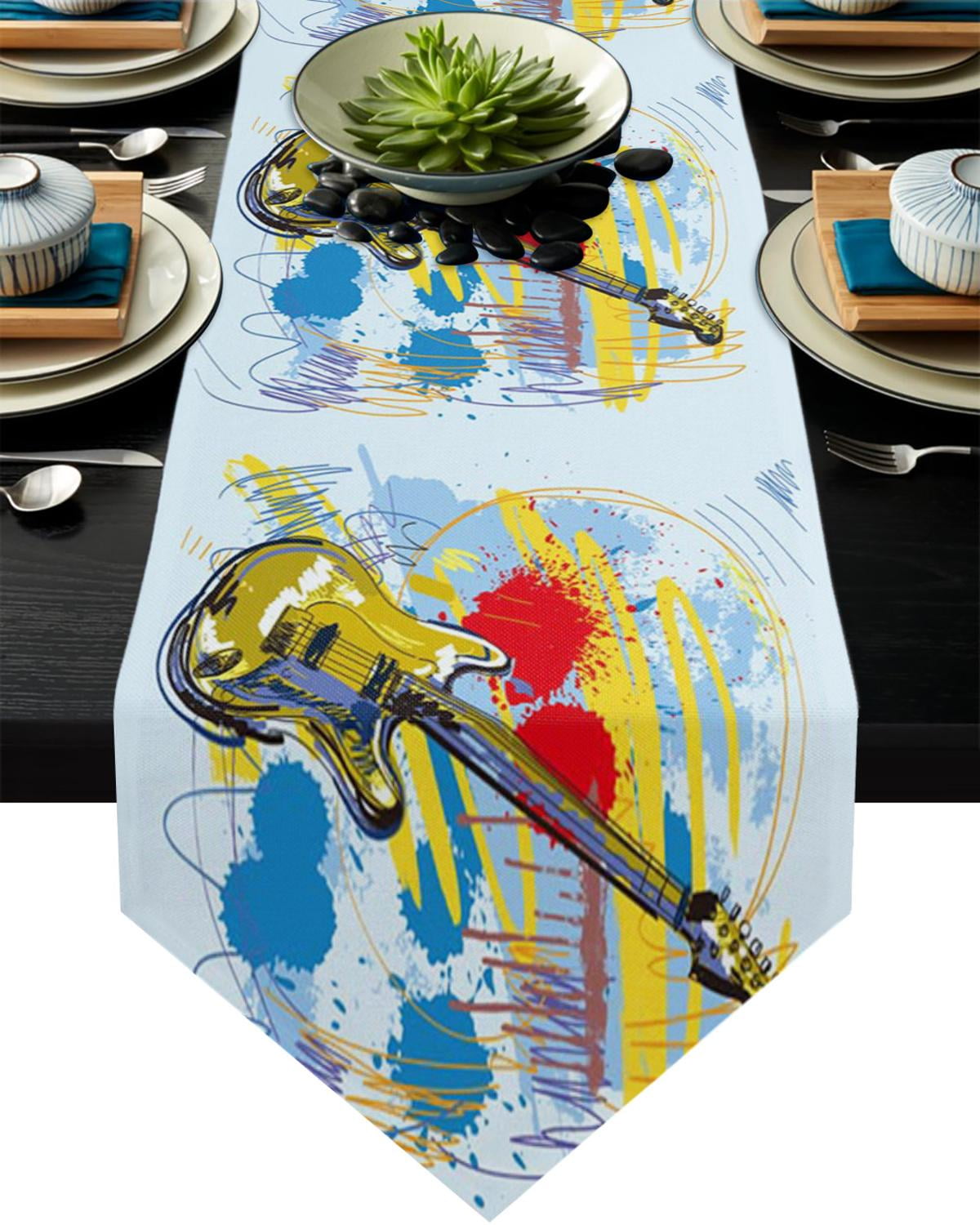 Note Music Black White Watercolor Splash Table Runner For Hotel Wedding ...