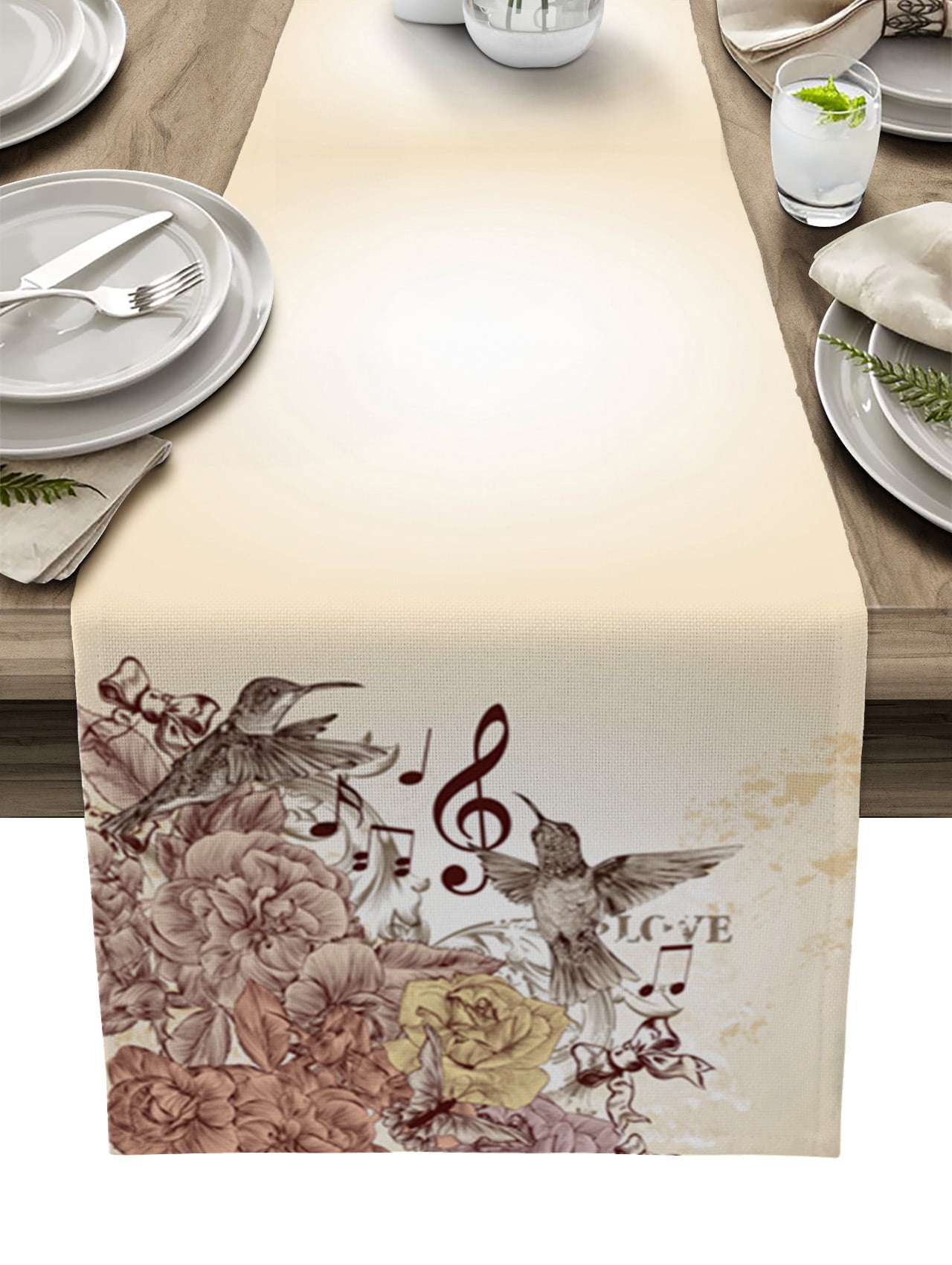 Note Music Black White Watercolor Splash Table Runner Wedding Party ...