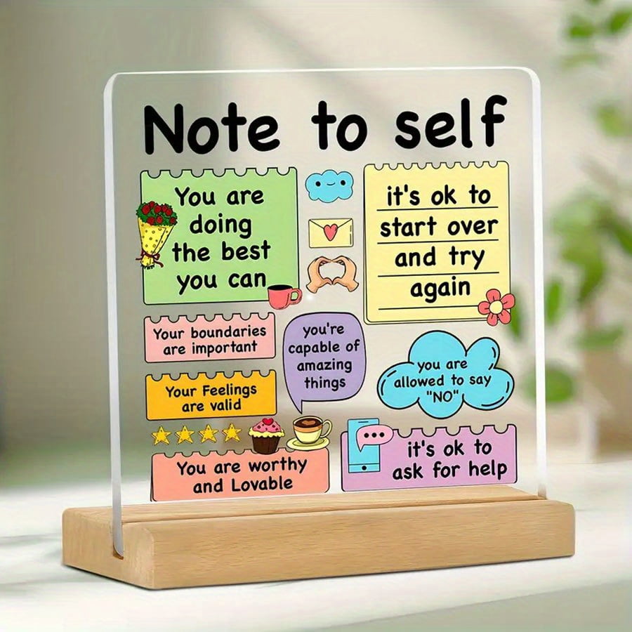 Note To Self" Acrylic Desk Inspirational MessagesMotivational Office ...