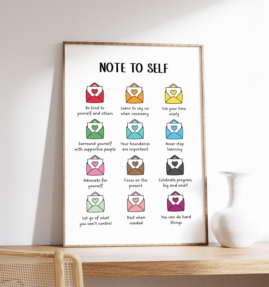 Note To Self Poster, Mental Health And Therapy Office Decor ...
