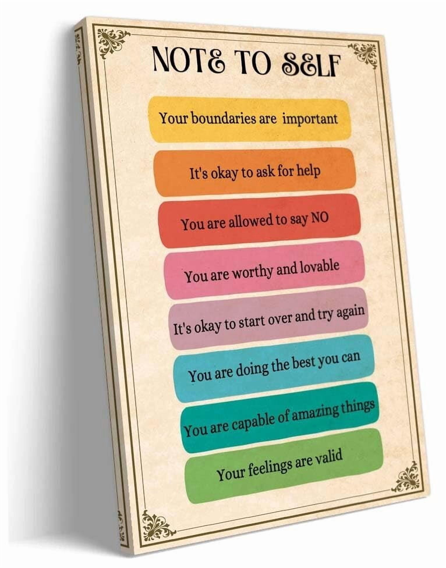 Note To Self Self Mental Health Poster Prints Positive Affirmations Be ...