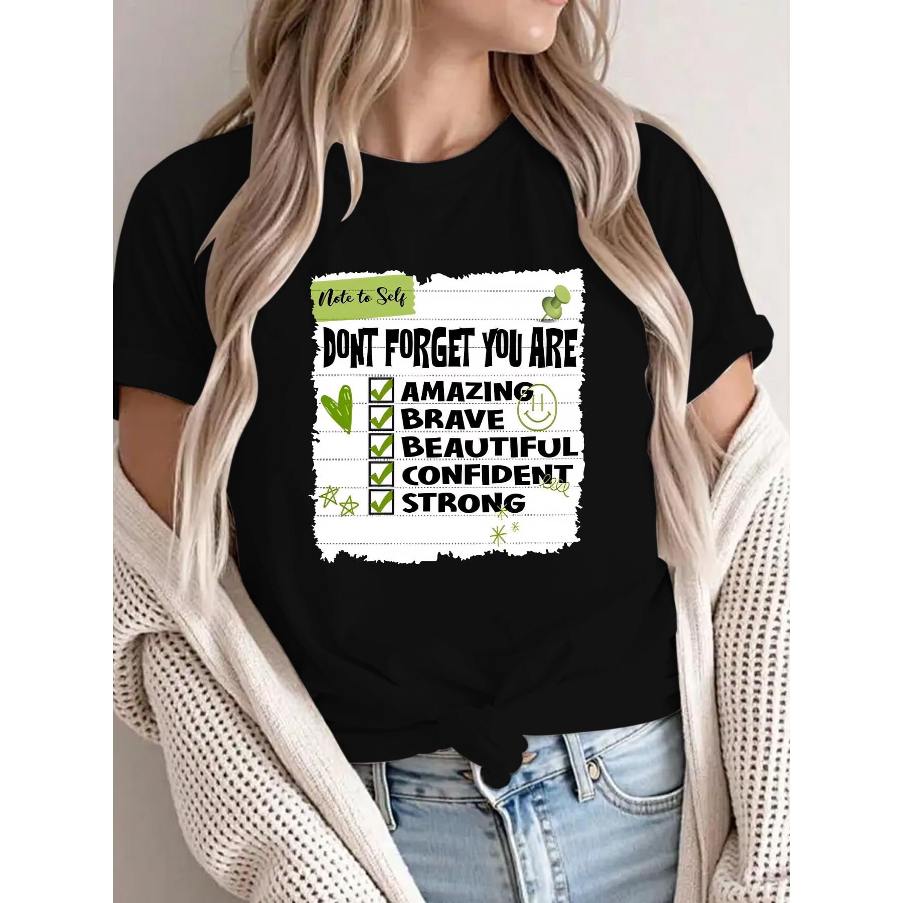 Note to Self T-Shirt for Women - Positive Affirmation Graphic Tee ...