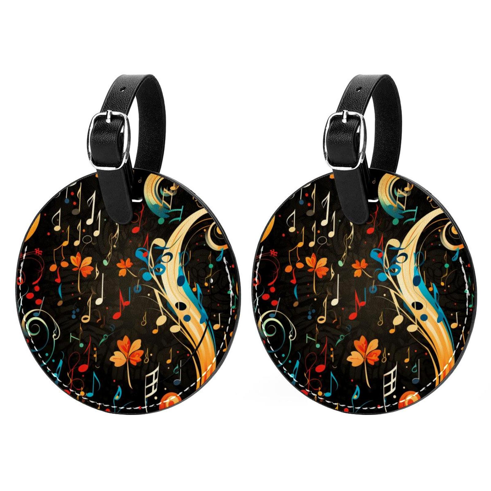 Note Set of 2pcs PU Leather Round Suitcase Tags with Privacy Cover and ...