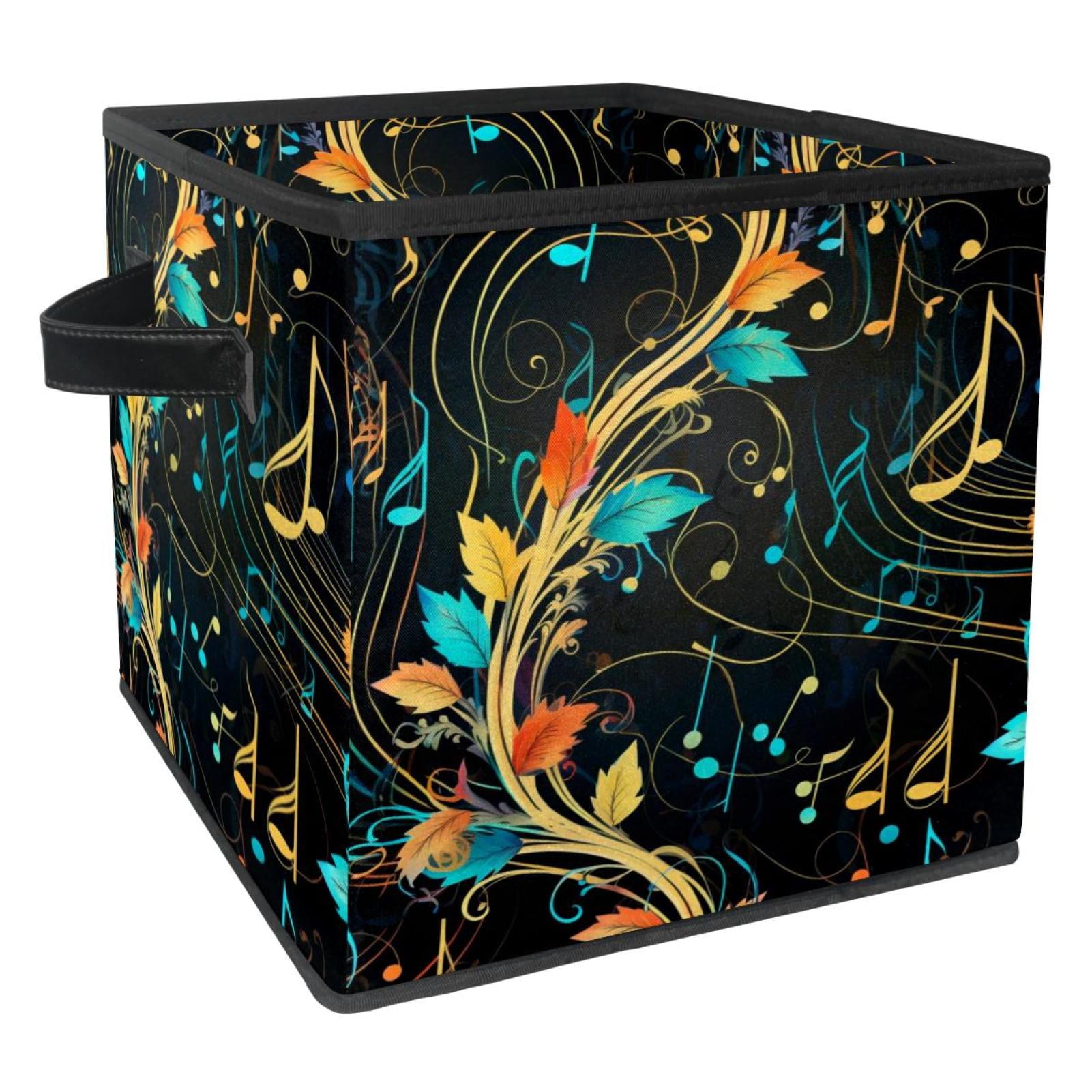 Note Storage Containers Foldable Basket with Handle, 10.8"x10.5"x10.6 ...