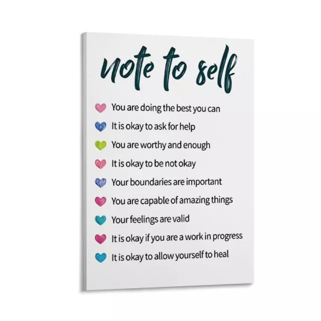 Note To Self Positive Quote Poster Bedroom Decor Decoration NO FRAMED ...