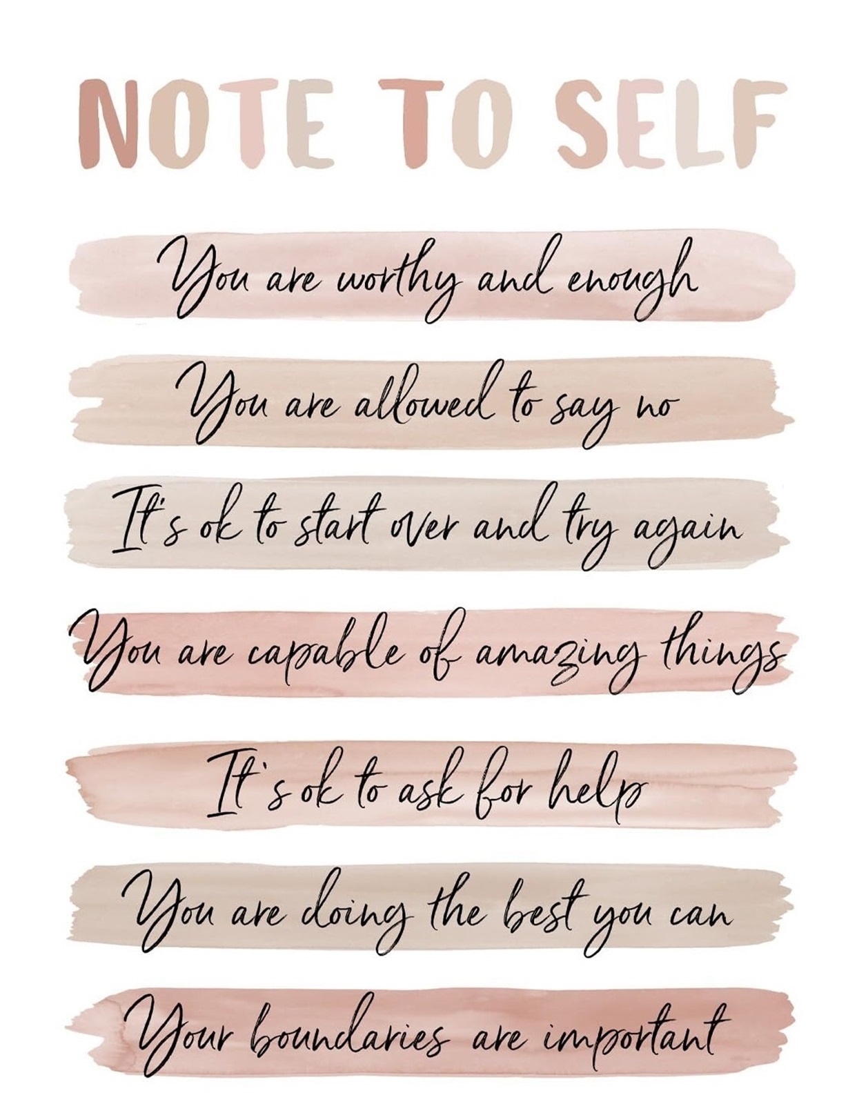 Note To Self, Self Care Sign poster Social Worker Office Decor, Mental ...