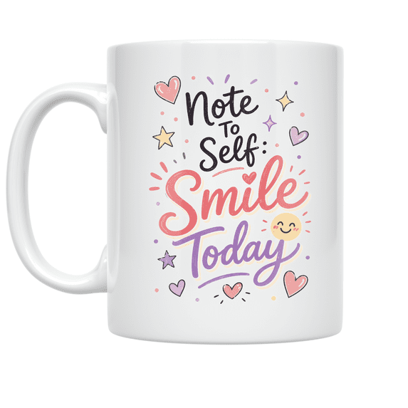 Note To Self: Smile Today - Positive Mindset Enthusiast - 11 oz Ceramic ...