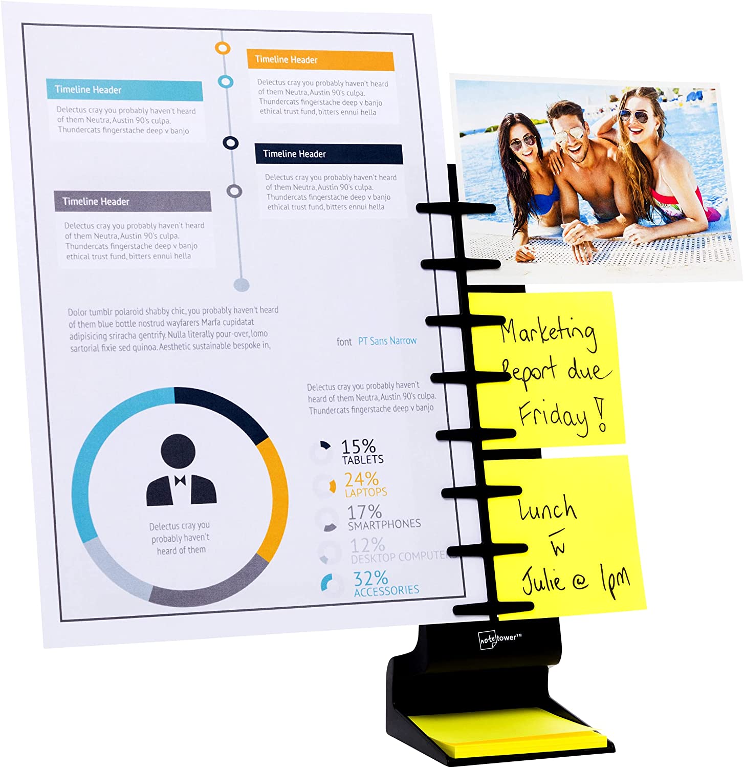 Note Tower Desktop Pro Document Holder - 2 Page Paper Holder, Easy ...