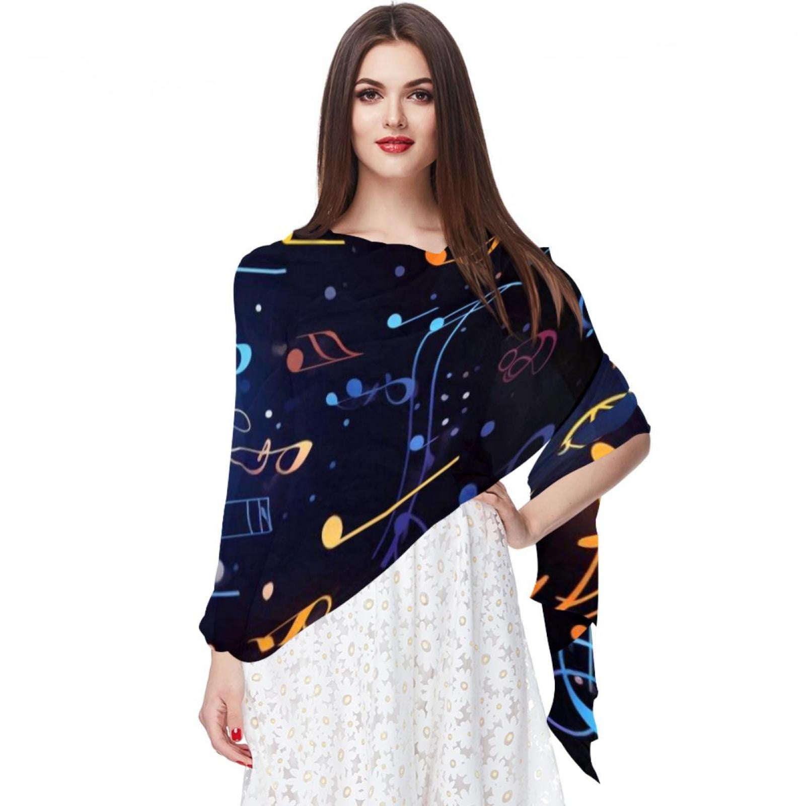 Note Translucent Chiffon Yarn Silk Scarf - Light Breathable Material ...