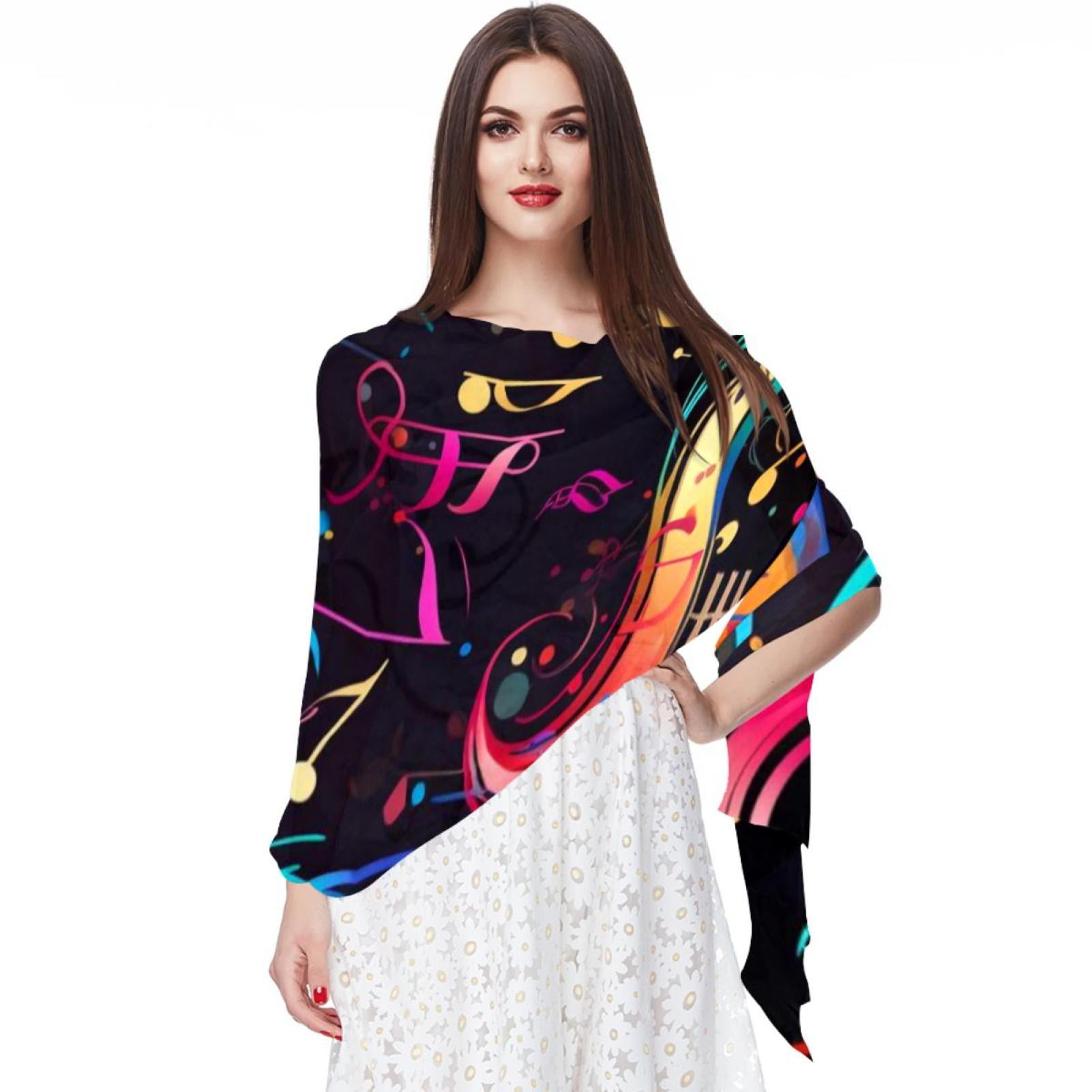 Note Translucent Light and Breathable Chiffon Silk Scarf 70.86x28.7in ...