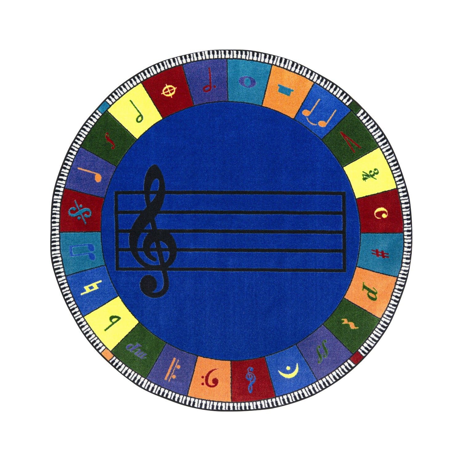 Note Worthy (Elementary) 7'7" Round Area Rug In Color Multi - Walmart.com