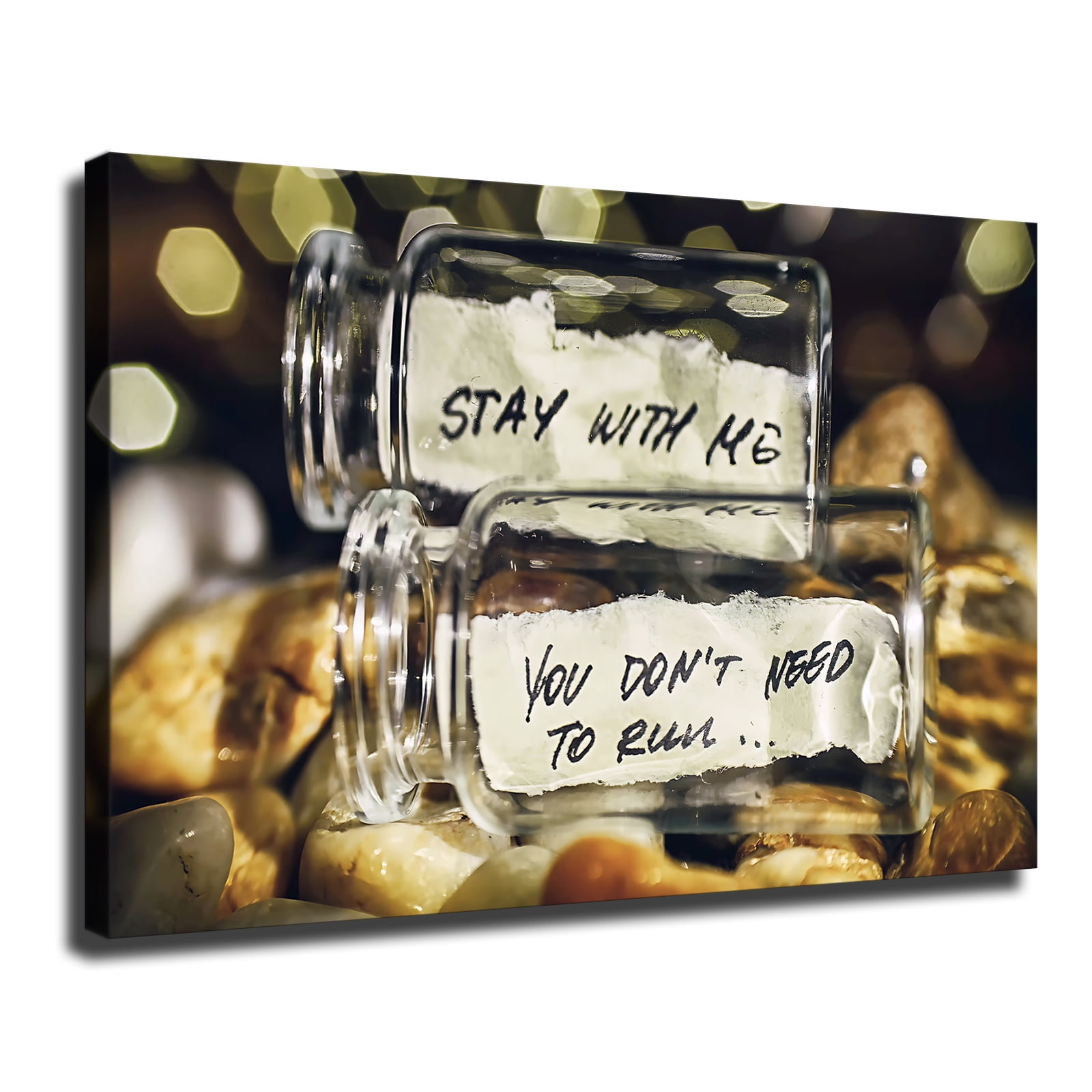 Note in Glass Bottle, Text Poster Canvas Print Wall Art Bedroom Room ...