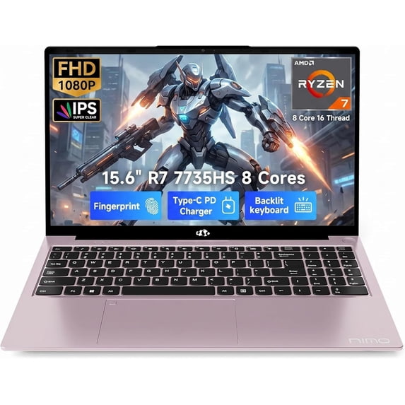 NoteCraft 15.6" FHD Laptop Computer, AMD Ryzen 7 7735HS, 32GB DDR5 RAM ...
