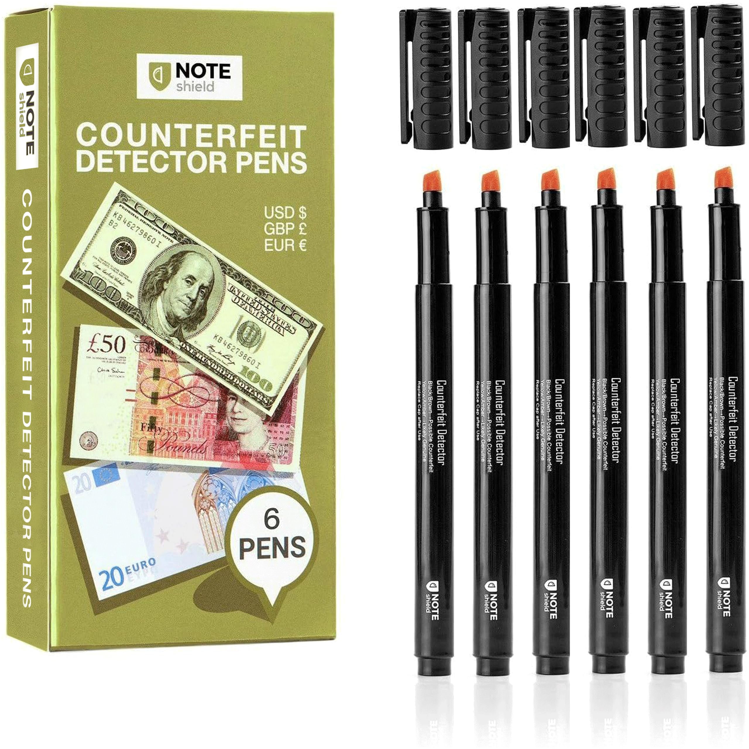 NoteShield 6 Pack Counterfeit Detector Pen Counterfeit Pens Bill Pens ...