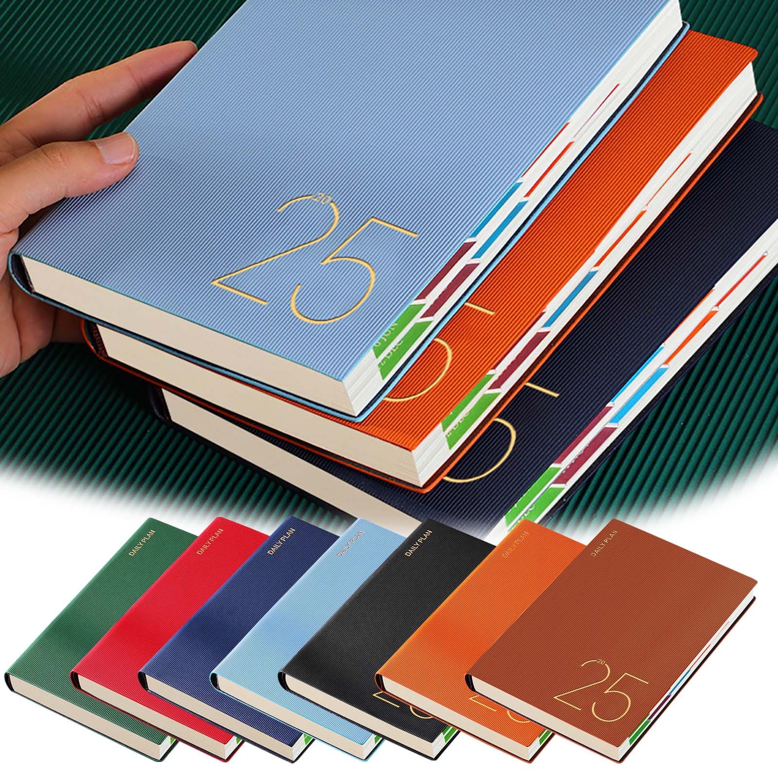 Notebook,2025 Annual Planner,Daily Scheduler,Monthly Tabs,Thick 80gsm Paper,Office Home Use,365 ...