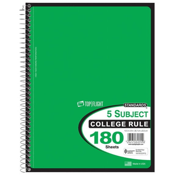 Notebook 5-Subject College Rule (Pack of 2) - Walmart.com