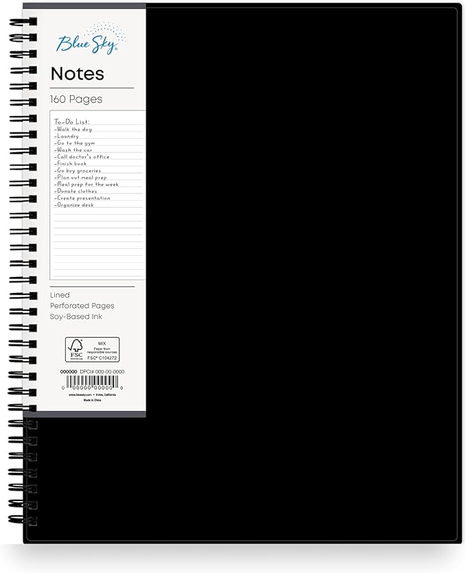 Blue Sky Notes Professional Notebook, Flexible Cover, Twin-Wire Binding ...
