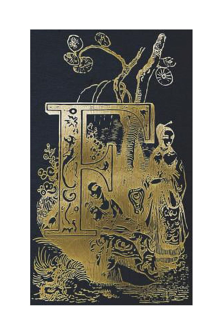 Notebook: Art Nouveau Initial F - Gold on Black - Lined Diary / Journal ...