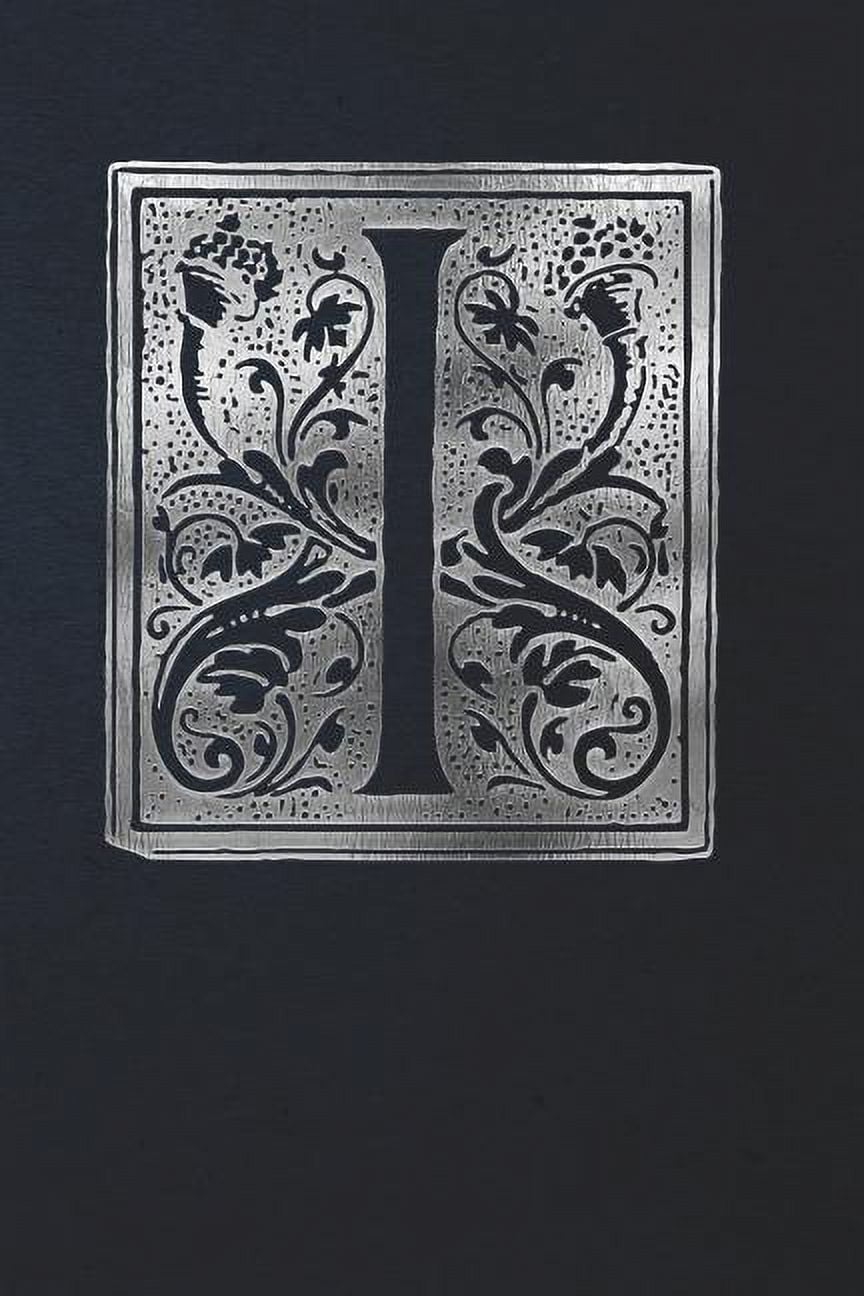 Notebook: Art Nouveau Initial I - Silver on Black - Lined Diary ...