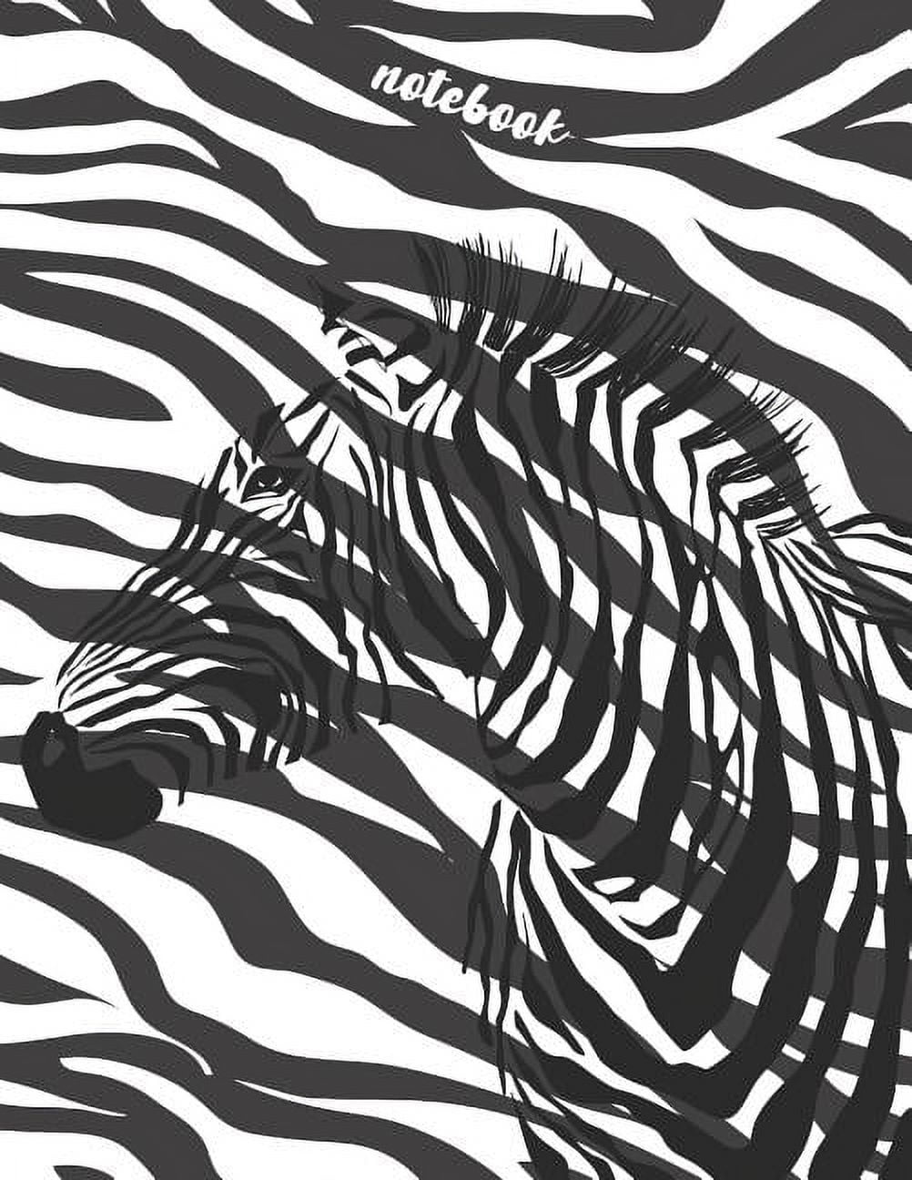Notebook: Collage Ruled Composition Notebook, Zebra With Black And ...