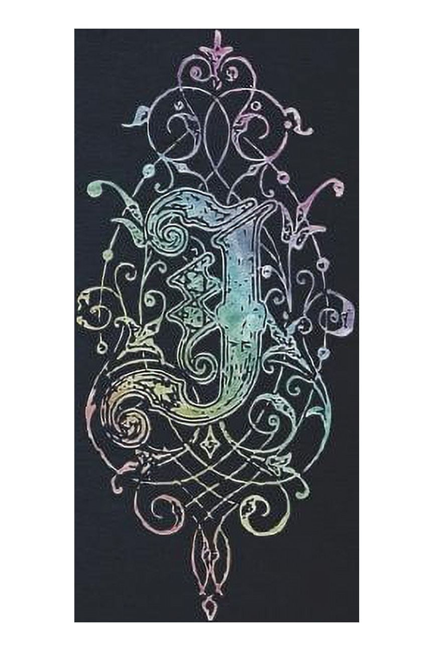 Notebook: Gothic Initial J - Multi Color on Black - Lined Diary ...