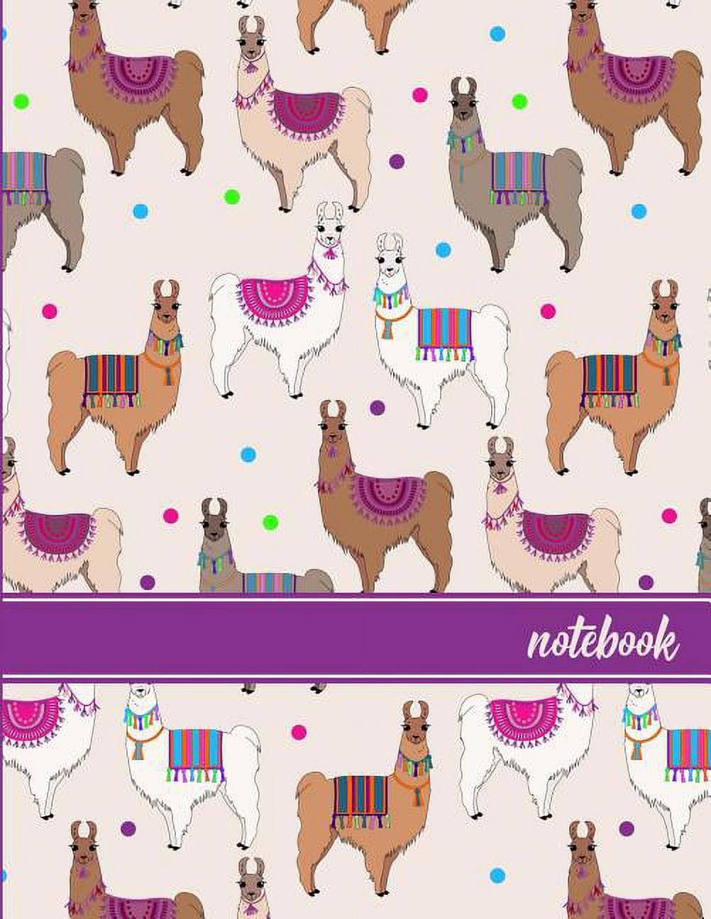 Notebook: Llama Pattern (3) Purple Banner Standard Wide Ruled Lined ...