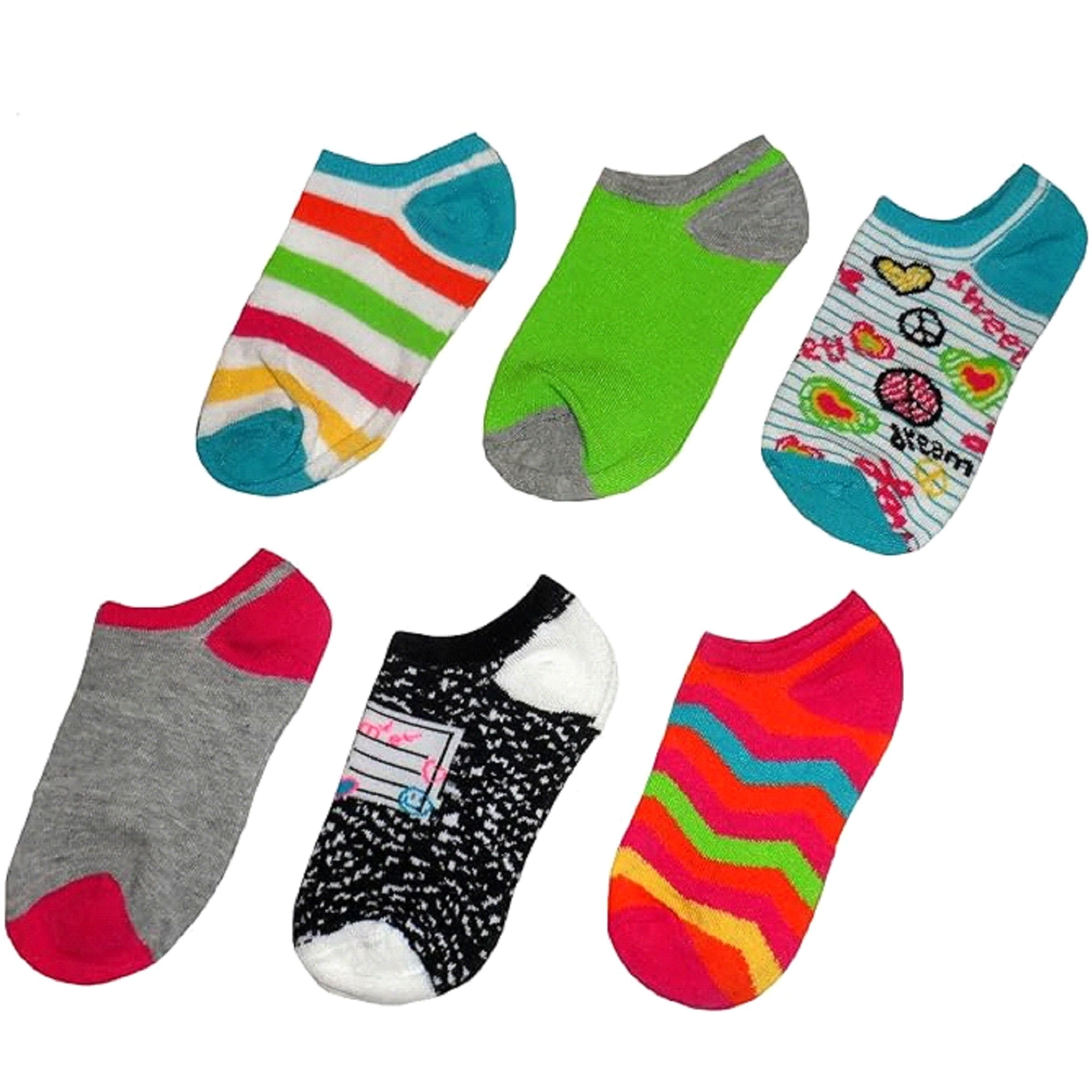 Notebook No Show Big Girl's 6-pair Socks-Small/Medium (6.5/7) - Walmart.com