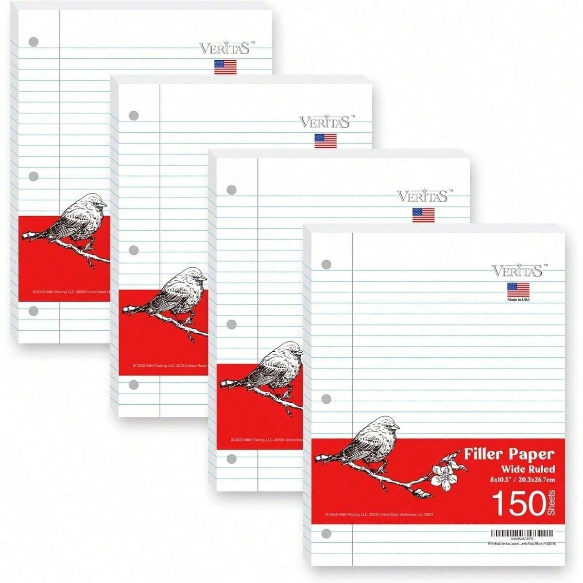 Notebook Paper Bulk Loose Leaf Paper, 8"x10-1/2" Wide Ruled Filler ...