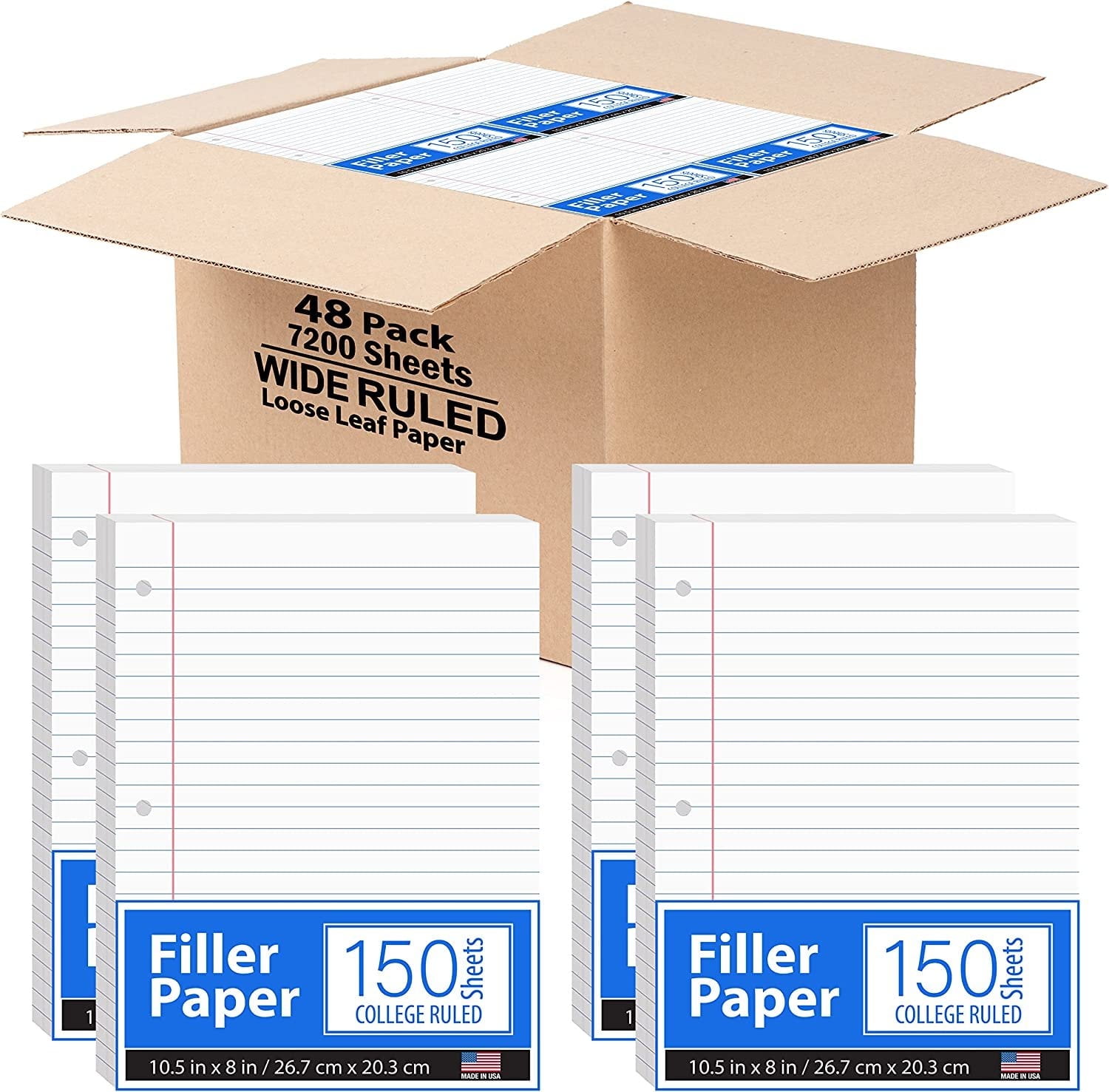 Notebook Paper, Loose Leaf Paper, College Ruled Paper, 10.5 x 8, Filler ...